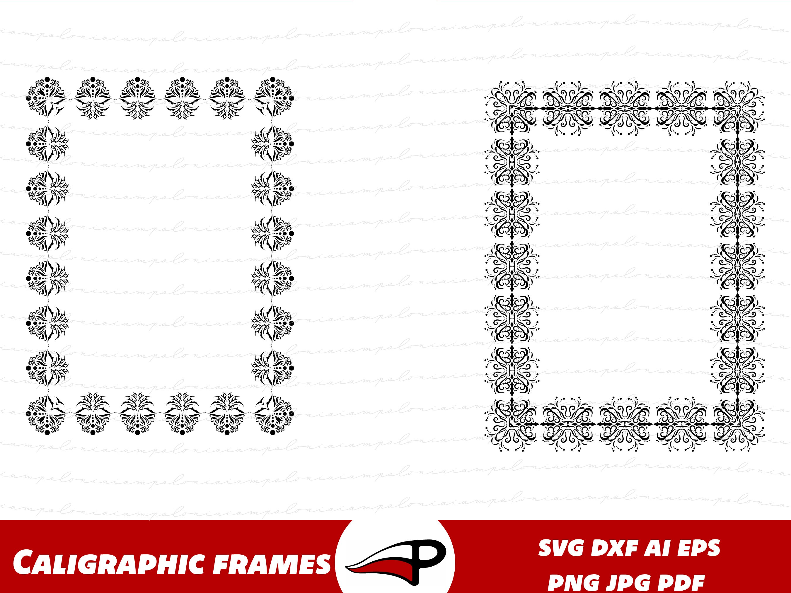 Calligraphic Rectangular Frames SVG Ornate Rectangle Wedding - Etsy