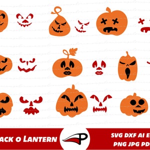 DIY Jack O Lantern Bundle, Halloween Faces Bundle, Scary Faces SVG ...