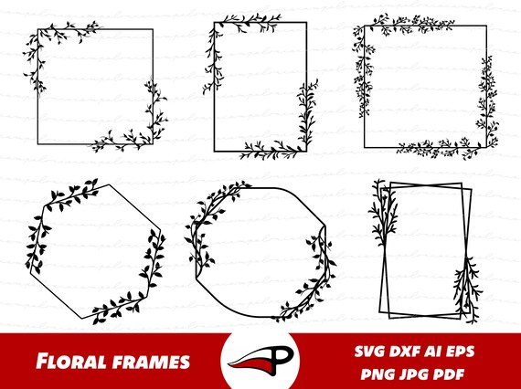 Floral Frame Svg Bundle Rectangle Frame Png Floral Border - Etsy