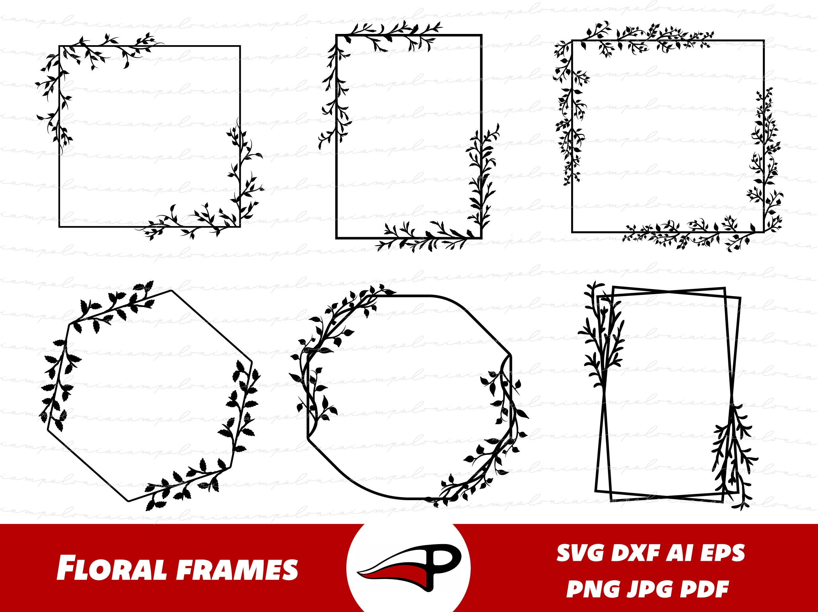 Floral Frame Svg Bundle Rectangle Frame Png Floral Border - Etsy