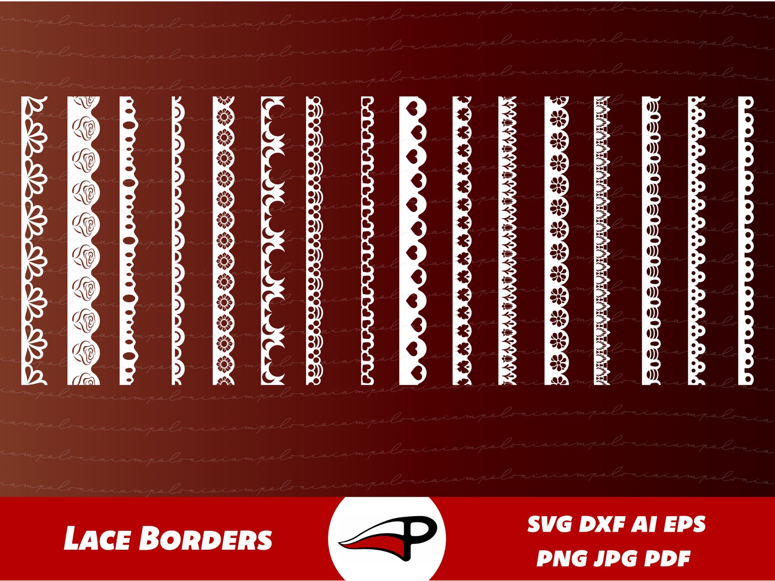 Lace Borders SVG, Flower Frames PNG, Seamless Edge DXF, Laser Cut ...
