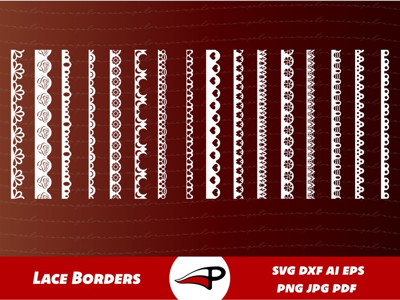 Lace Borders SVG, Flower Frames PNG, Seamless Edge DXF, Laser Cut ...