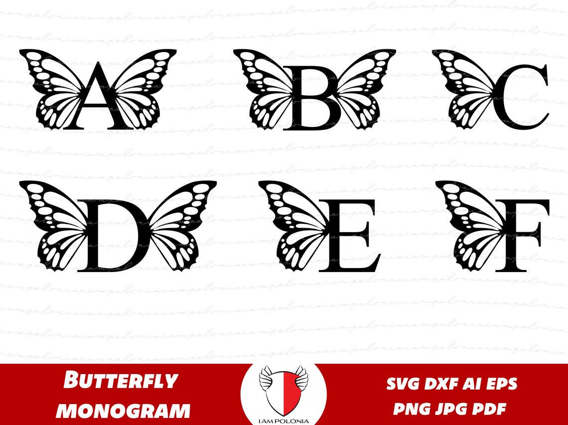 Butterfly Monogram Alphabet PNG Monogram Frame Alphabet SVG | Etsy