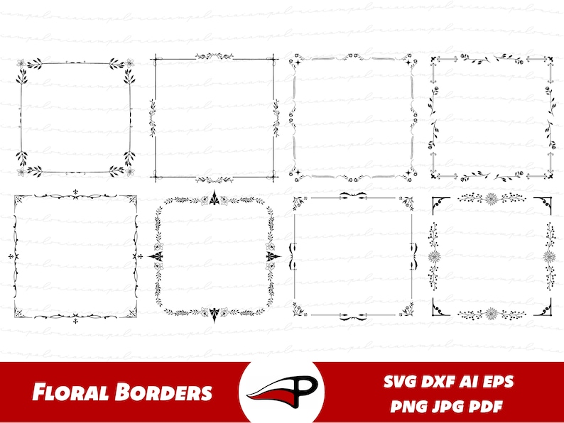 Floral Frames SVG Square Frame PNG Floral Rectangle Border - Etsy