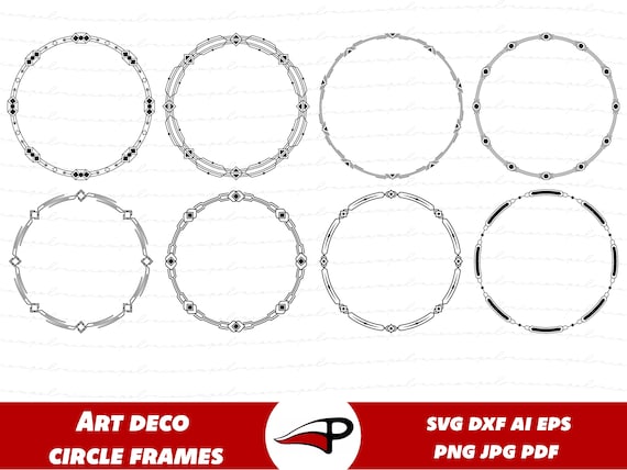 Art Deco Circle Frames SVG Vintage Retro Round Border PNG - Etsy