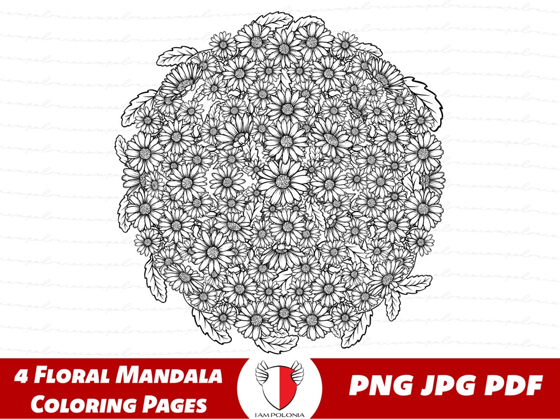 Flower Mandala Coloring Page Bouquet Coloring Pages Plants - Etsy