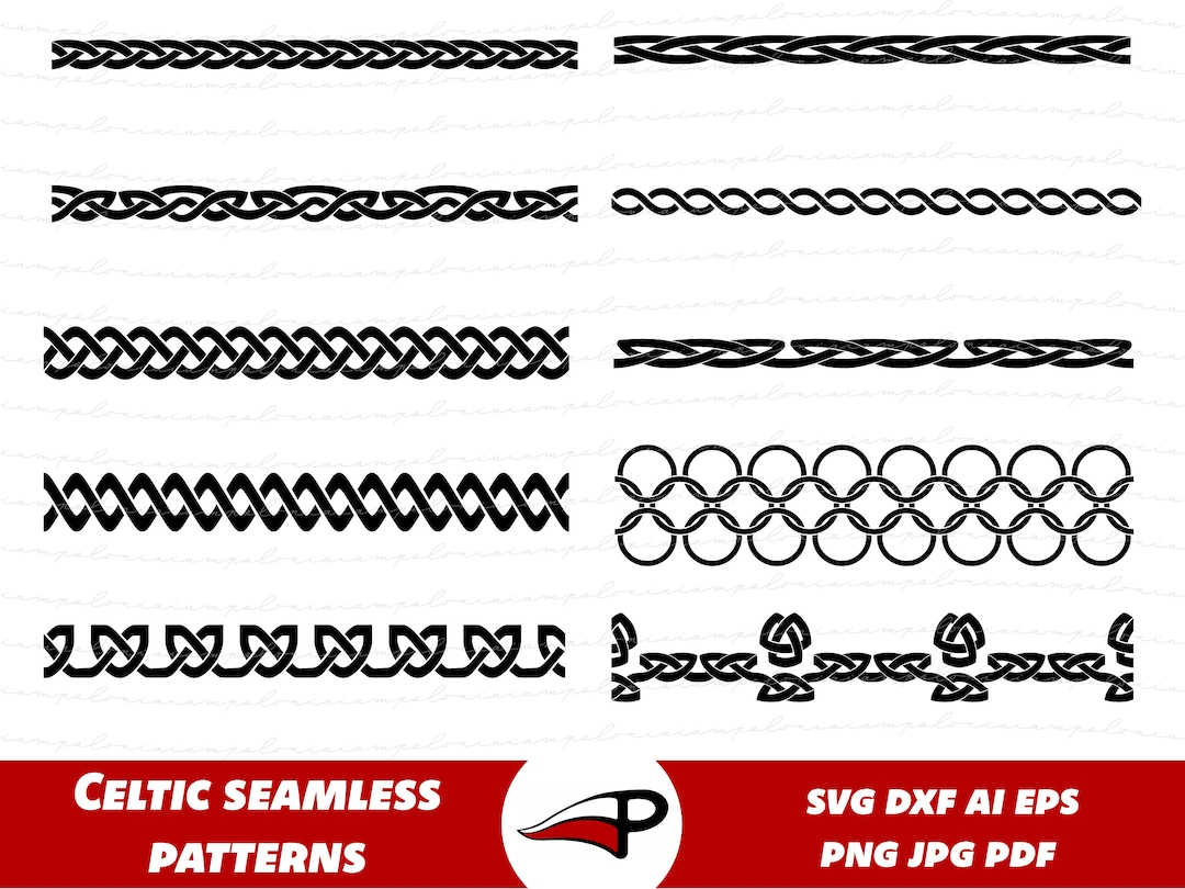 Celtic Seamless Borders SVG, Viking Flawless Bands PNG Pack, Norsk ...