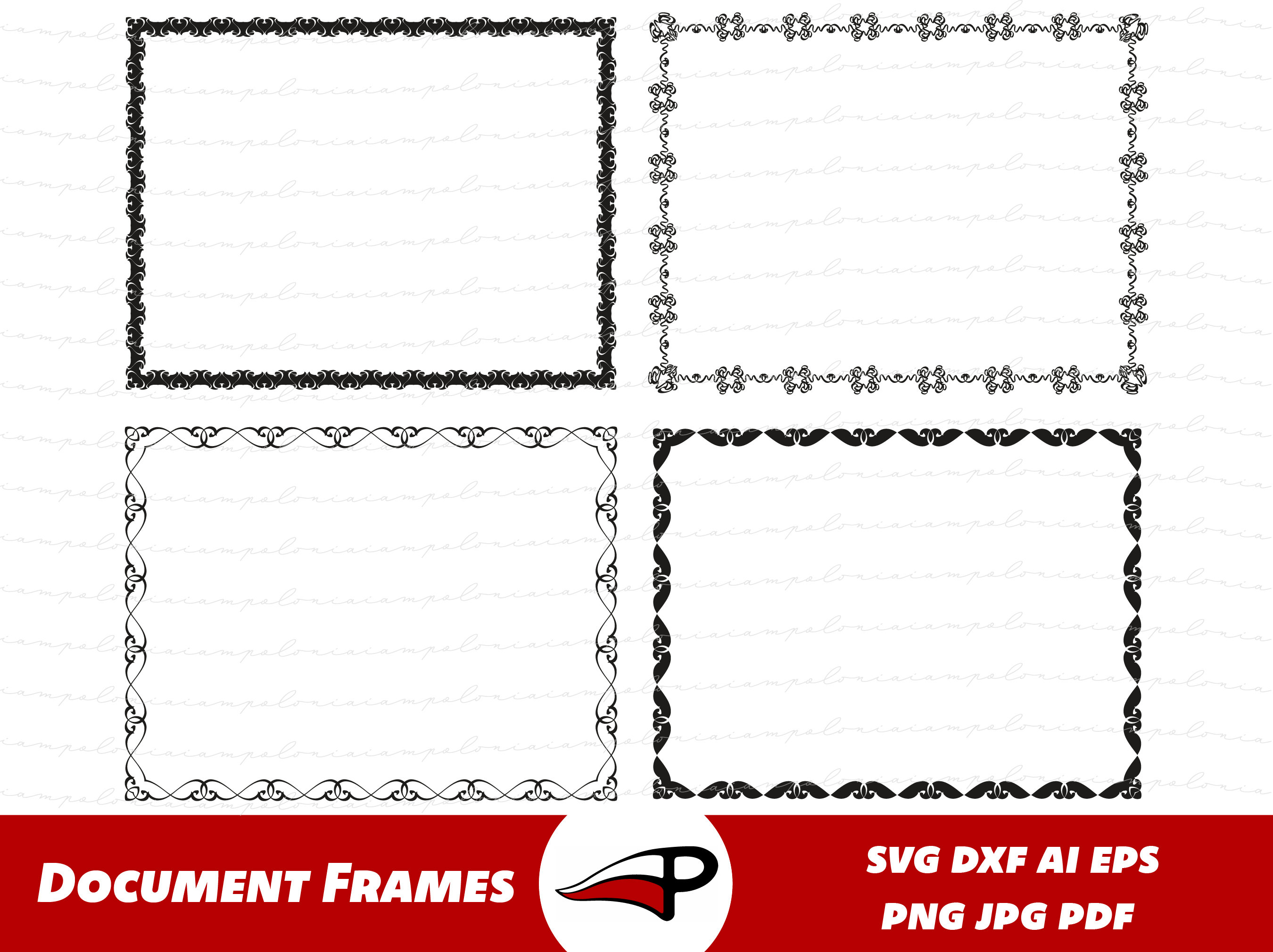 Document Borders PNG Certificate Frames SVG Calligraphic | Etsy