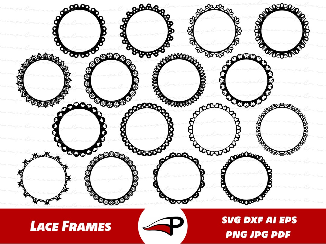 Lace Circle Frame SVG, Round Frame Clipart, Cute Border Svg, Circular ...