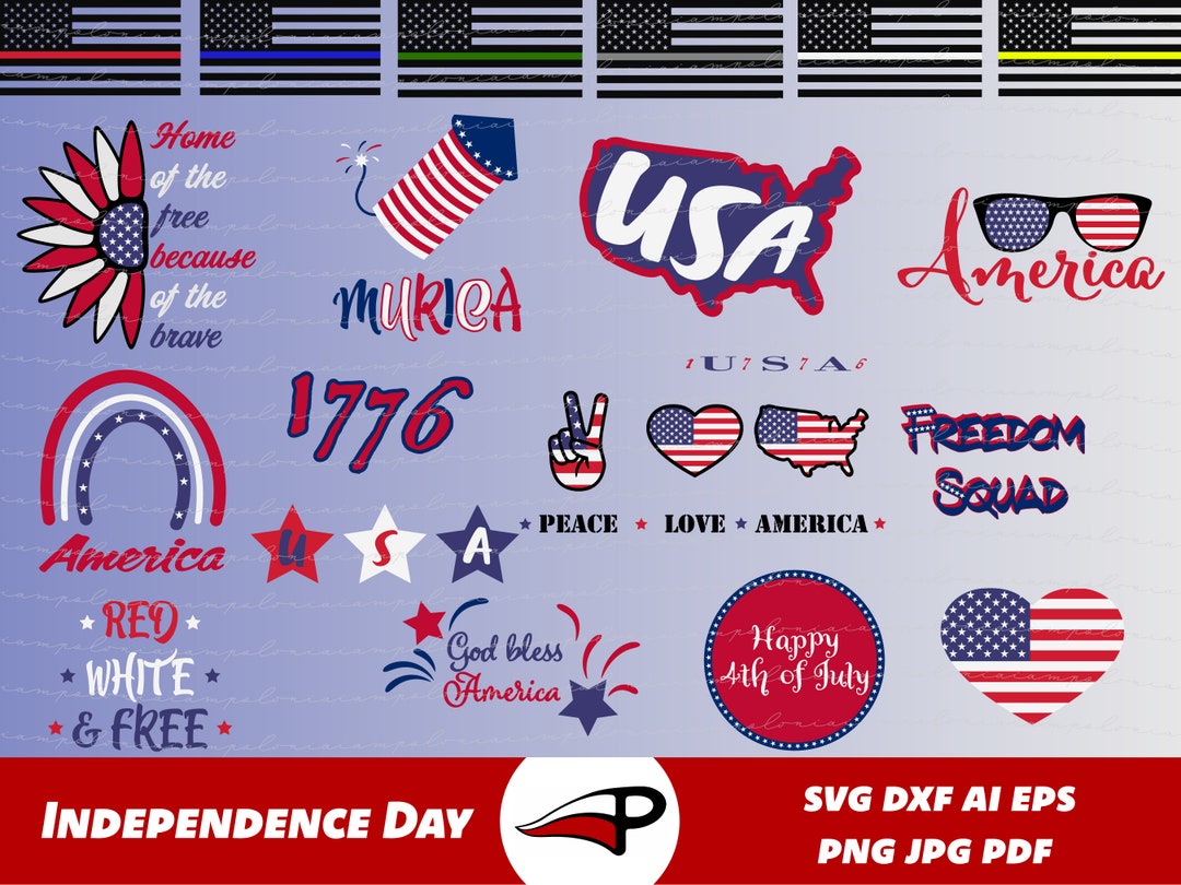 4th of July SVG Bundle, 20 Clipart for Cricut Machine, Tshirt Design ...