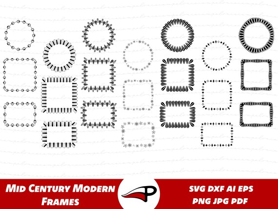 Mid Century Modern Frames SVG Bundle Retro PNG Borders - Etsy
