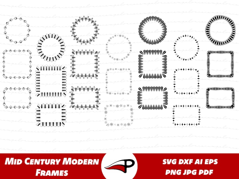 Mid Century Modern Frames SVG Bundle Retro PNG Borders - Etsy