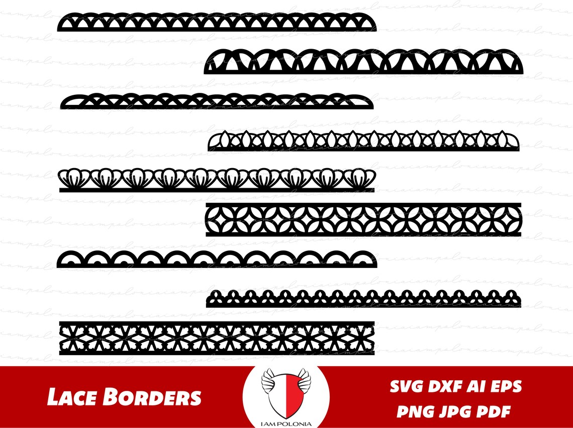 Lace Borders SVG Bundle Simple Lace Paper Ribbons Png | Etsy