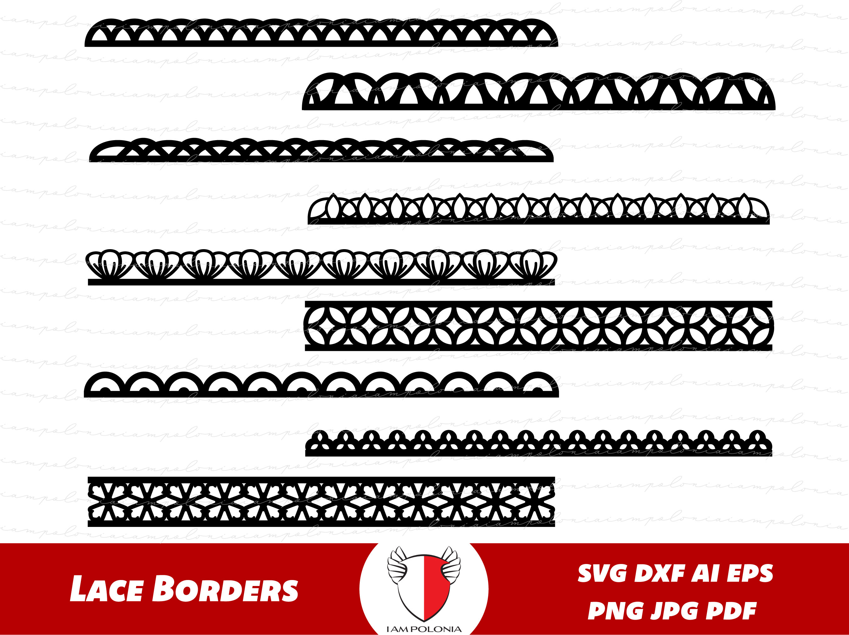 Lace Borders SVG Bundle Simple Lace Paper Ribbons Png | Etsy
