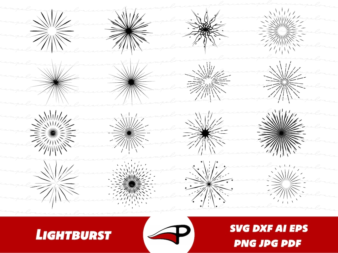 Light Rays SVG Bundle, Sunburst PNG Pack, Sun Rays Clipart Set, Vintage ...