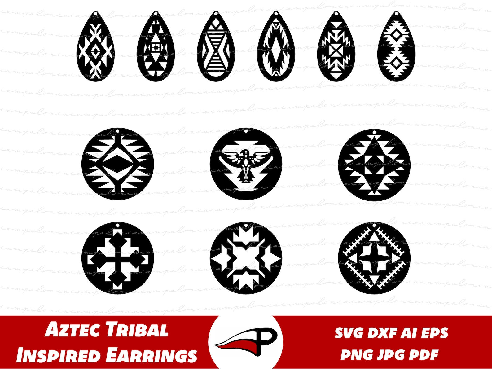 Aztec Tribal Inspired Earrings SVG Bundle for Cricut, Boho Teardrop and ...