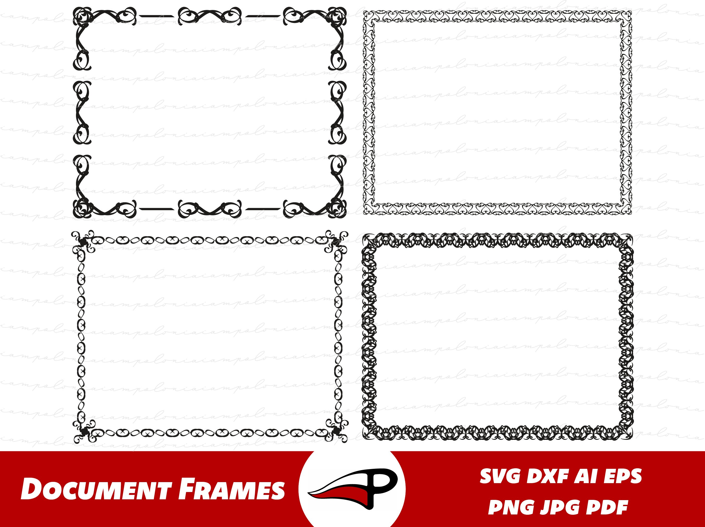 Document Borders PNG Certificate Frames SVG Calligraphic | Etsy