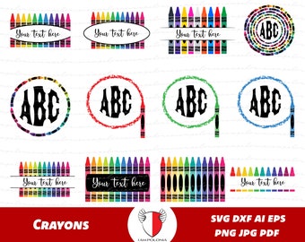 Crayon SVG PNG Teacher Split Monogram Crayola 300 DPI - Etsy