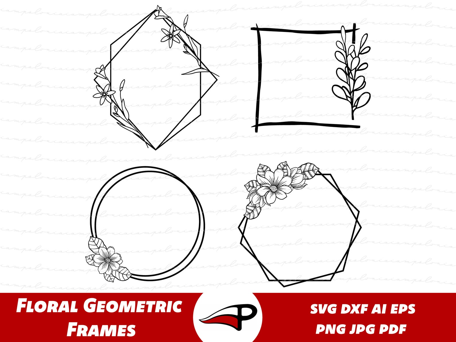 Floral Wedding Frames SVG Bundle Flower Borders for - Etsy