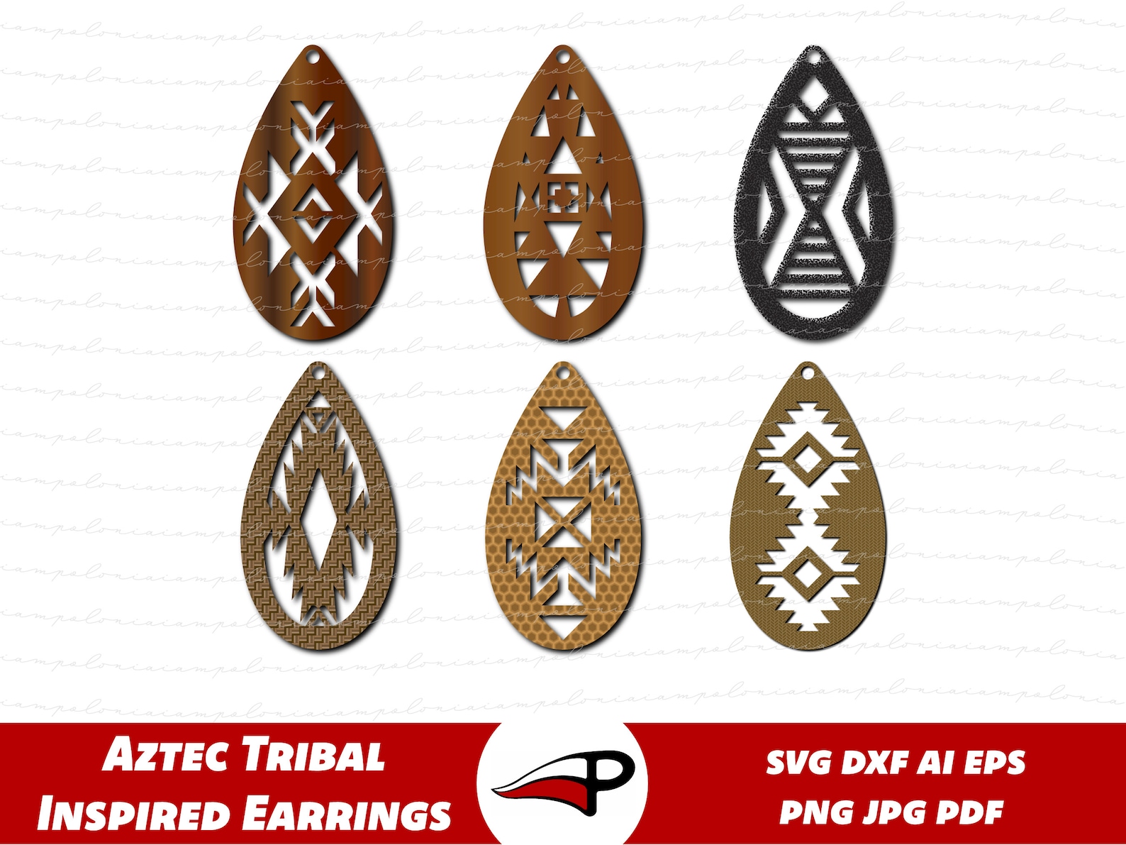 Aztec Tribal Inspired Earrings SVG Bundle for Cricut, Boho Teardrop and ...
