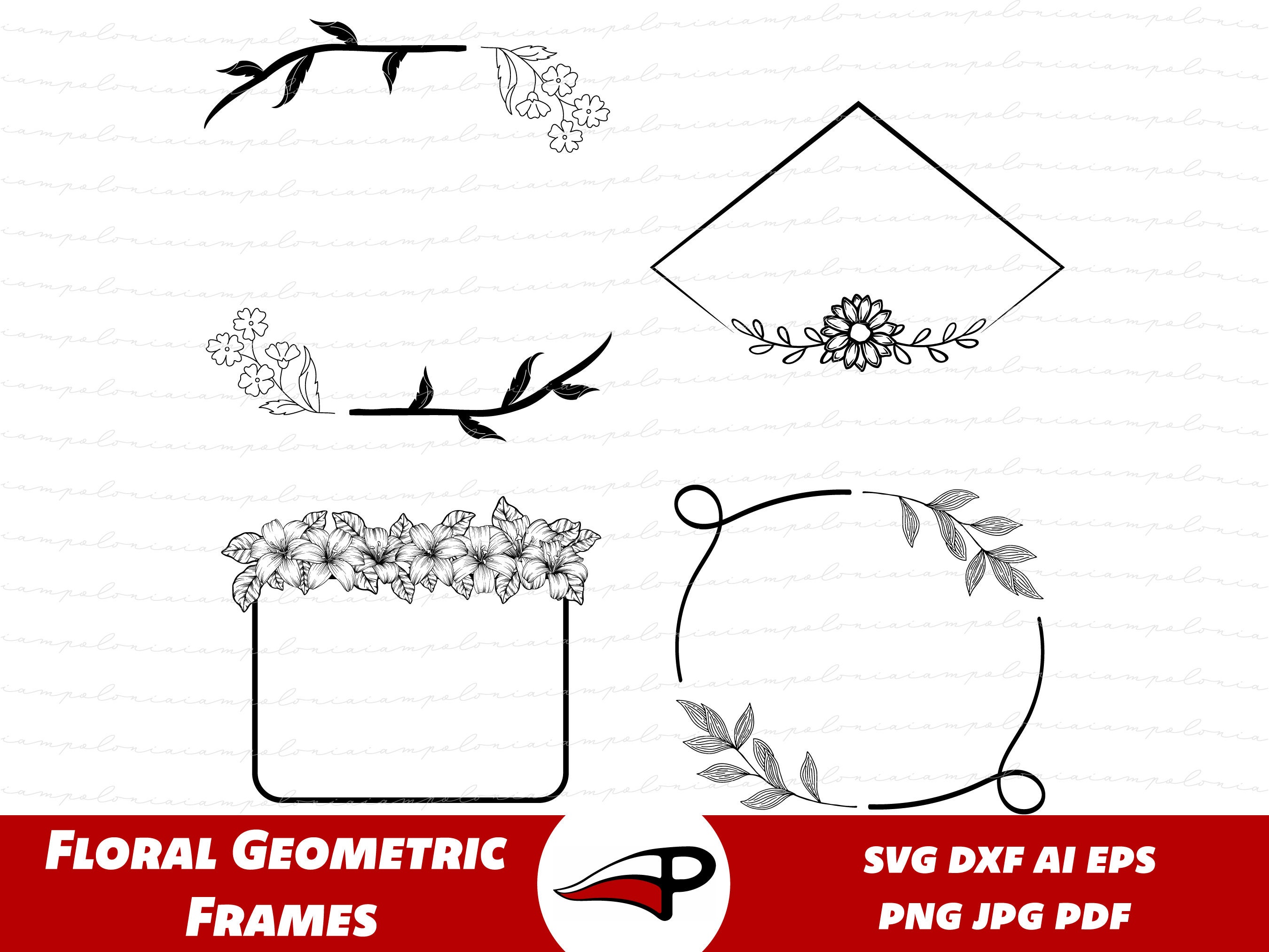 Floral Wedding Frames SVG Bundle Flower Borders for - Etsy