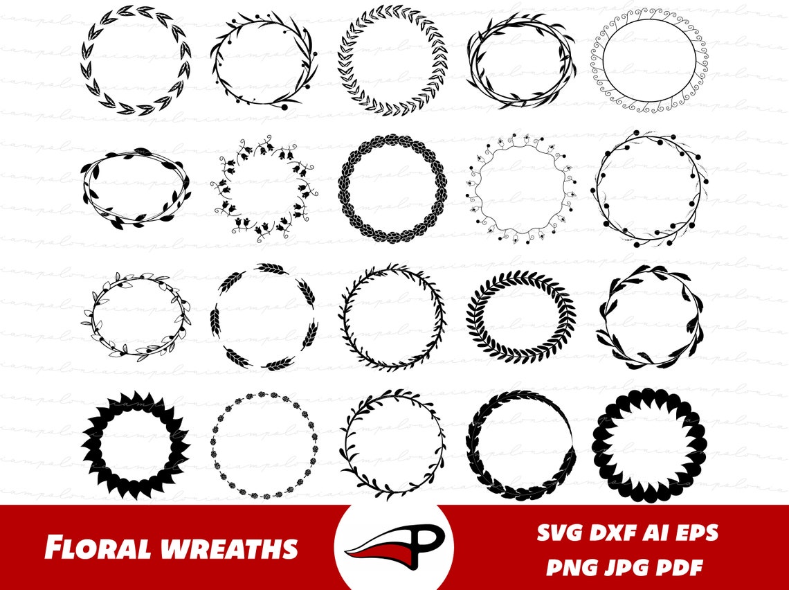 Floral Circle Border SVG Set Decorate Invitations - Etsy