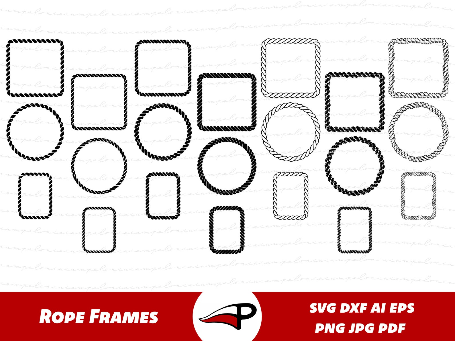 Rope Frame Svg Nautical Border Png Bundle Circle Monogram - Etsy