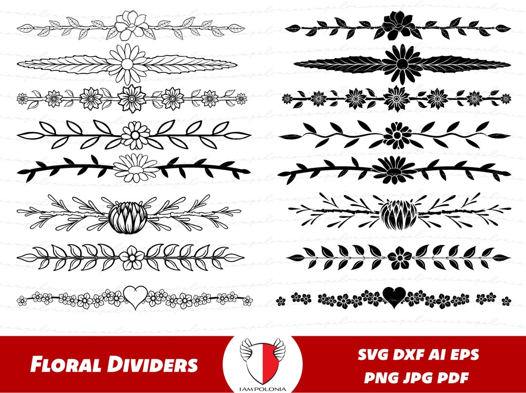 Floral Borders SVG, Flower Dividers Png, Planner Page Divider Clipart ...