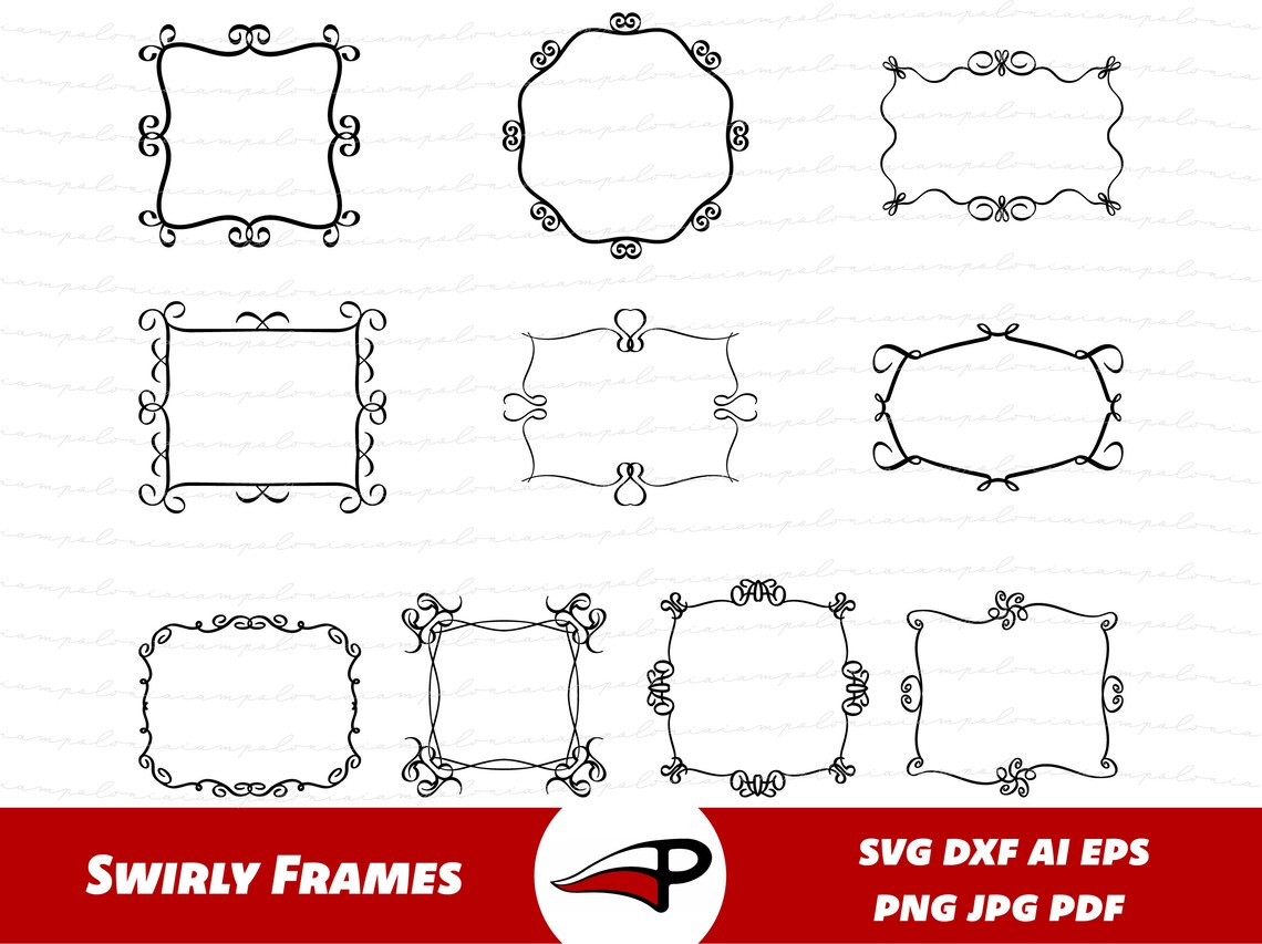 Hand Drawn Calligraphic Borders. Digital Frames Svg, Stationery ...