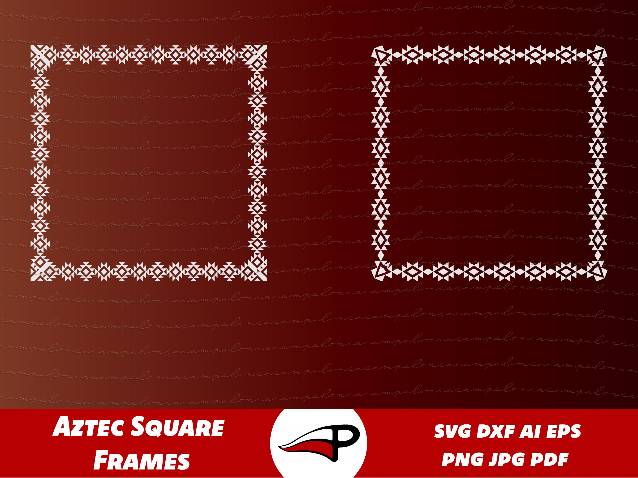 Aztec Inspired Square Pattern SVG, Tribal Rectangle Border PNG, Native ...
