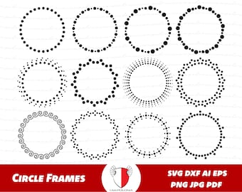 DOTTED CIRCLE SVG, Dotted Circle Clipart, Dotted Frame Svg, Dotted Circle Svg Cut Files for ...
