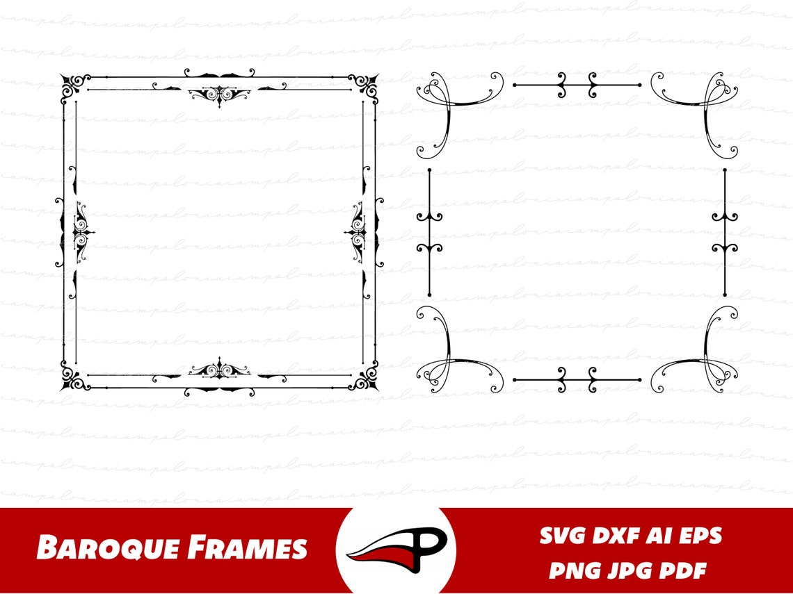 Baroque Square Frames SVG, Ornate Borders PNG, Fancy Frames for ...