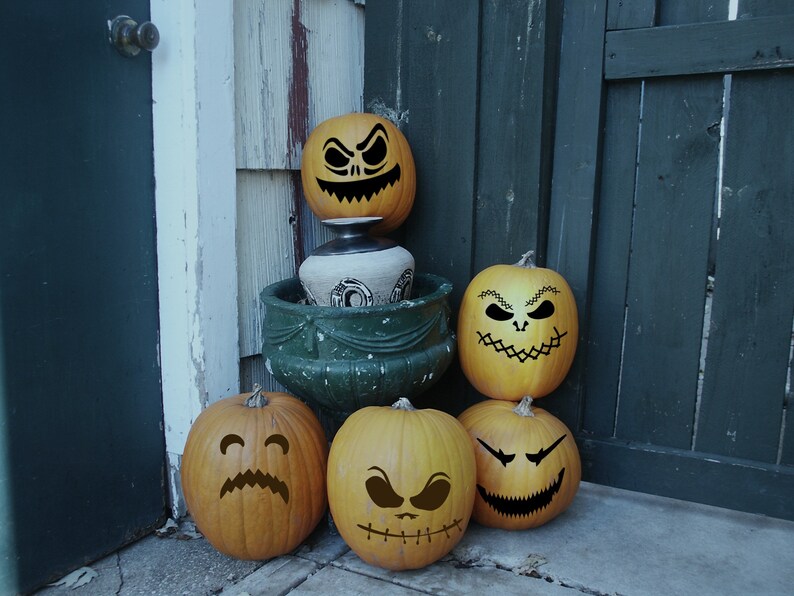Halloween Faces Bundle, Scary Faces SVG, Jack O Lantern PNG, Cute Ghost ...