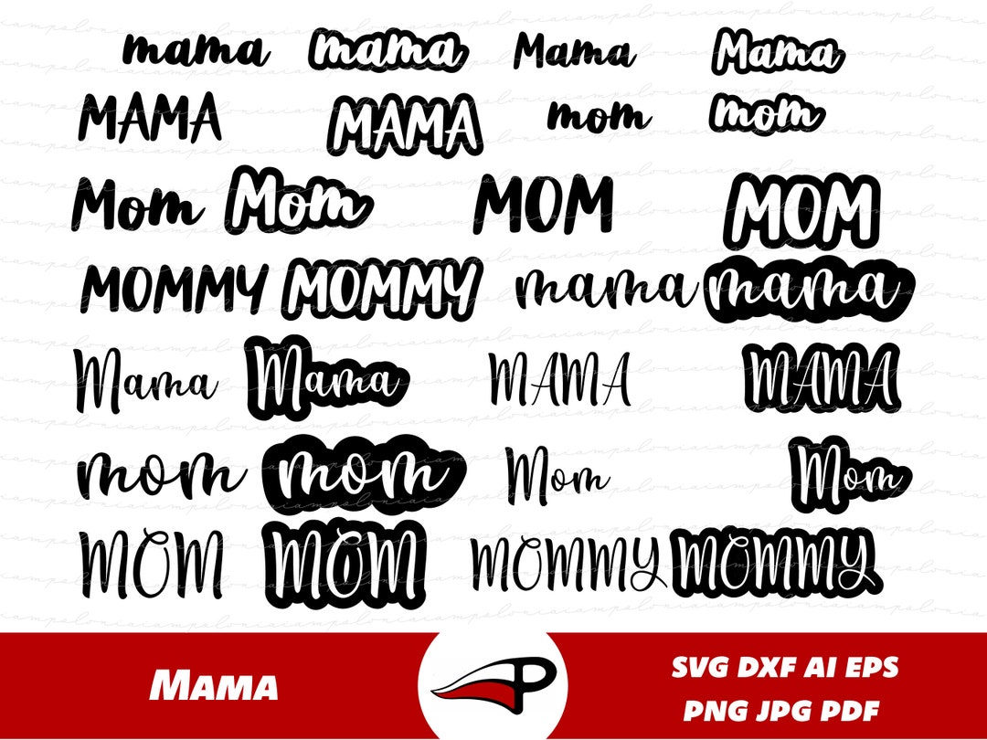 Mama Word SVG Bundle, Mom Negative Space Sticker PNG, Mommy Term Cut ...