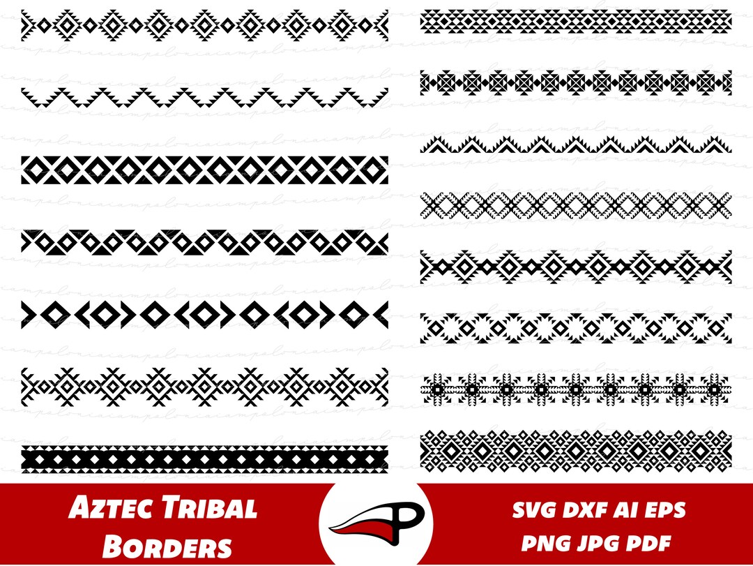 Tribal Border SVG, Aztec Inspired Pattern PNG, Native Ornament Clipart ...