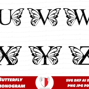 Butterfly Monogram Alphabet PNG, Monogram Frame Alphabet SVG, Cut File ...