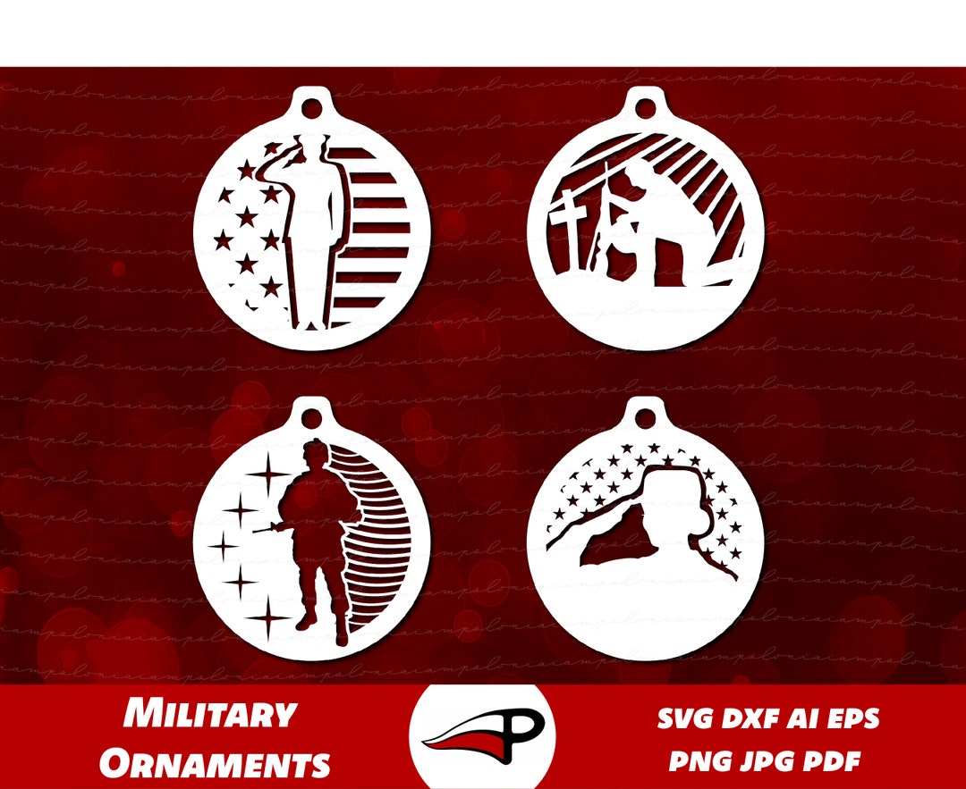 Military Ornaments SVG, Army Baubles PNG, Veteran Christmas Tree SVG ...