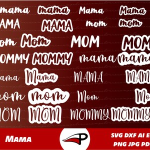 Mama Word SVG Bundle, Mom Negative Space Sticker PNG, Mommy Term Cut ...