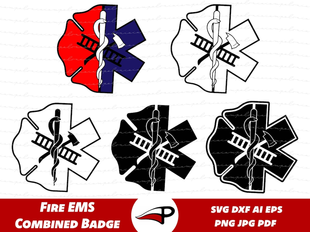 Fire EMS Badge Svg Bundle, Fire Department Logo, Paramedic Firefighter ...