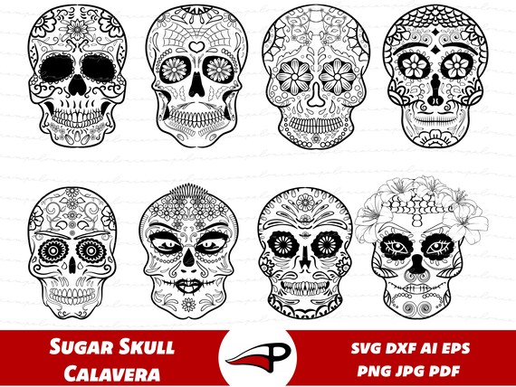 Sugar Skull SVG Bundle Calavera PNG Pack Candy Skull Laser | Etsy