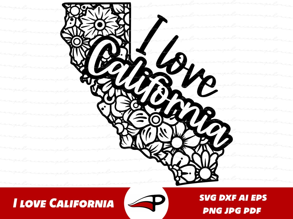 California SVG I Love California PNG California Clipart CA - Etsy
