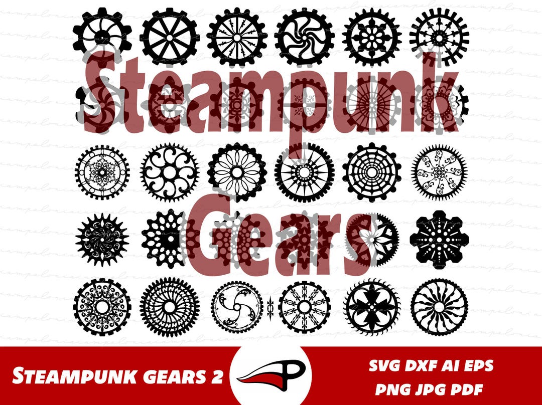 Steampunk Gears SVG Bundle, Sprocket Png, Cogs and Gear Wheel Clipart ...