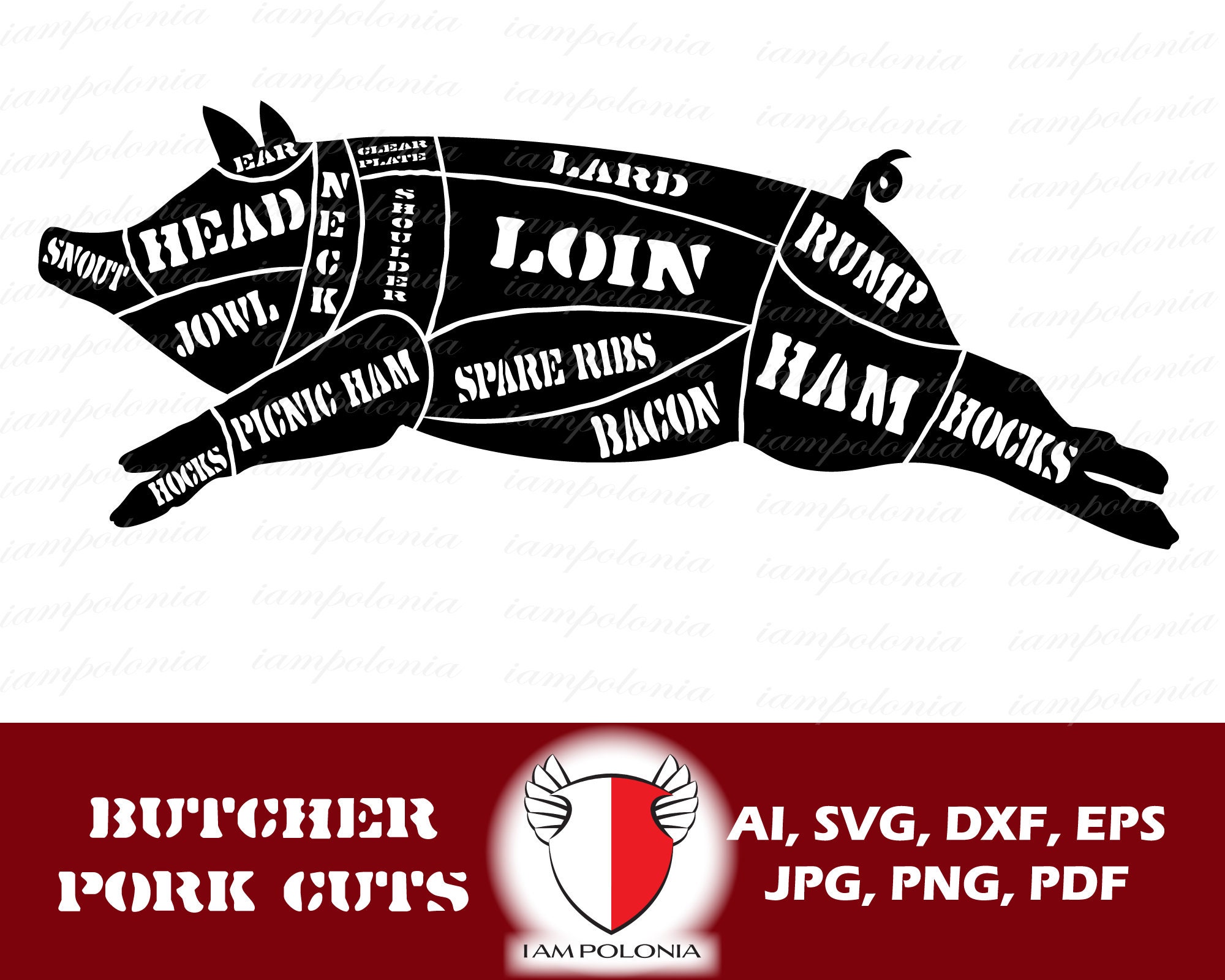 Pork Cuts of Meat Chart Sign SVG Pig SVG Bbq PNG Pig Chart | Etsy