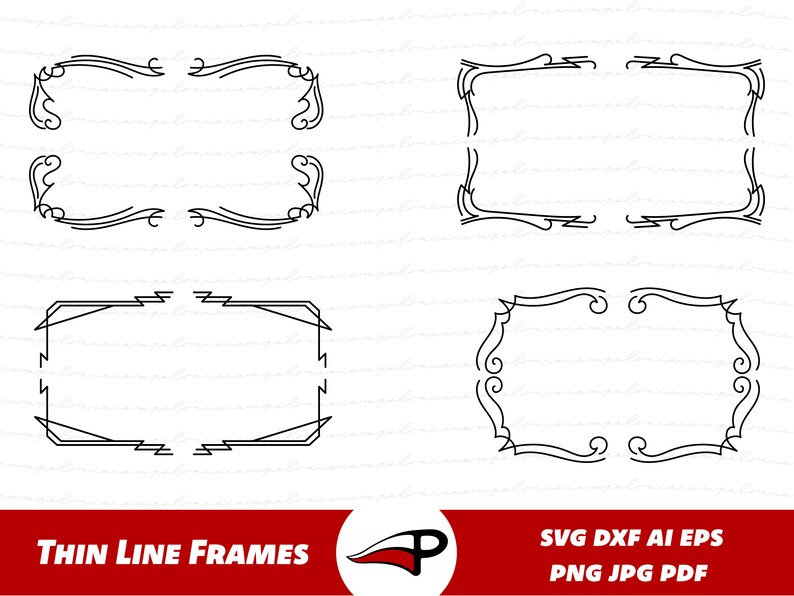 Line Art Borders SVG Bundle Hand Drawn Frames PNG Pack Thin | Etsy Hong ...