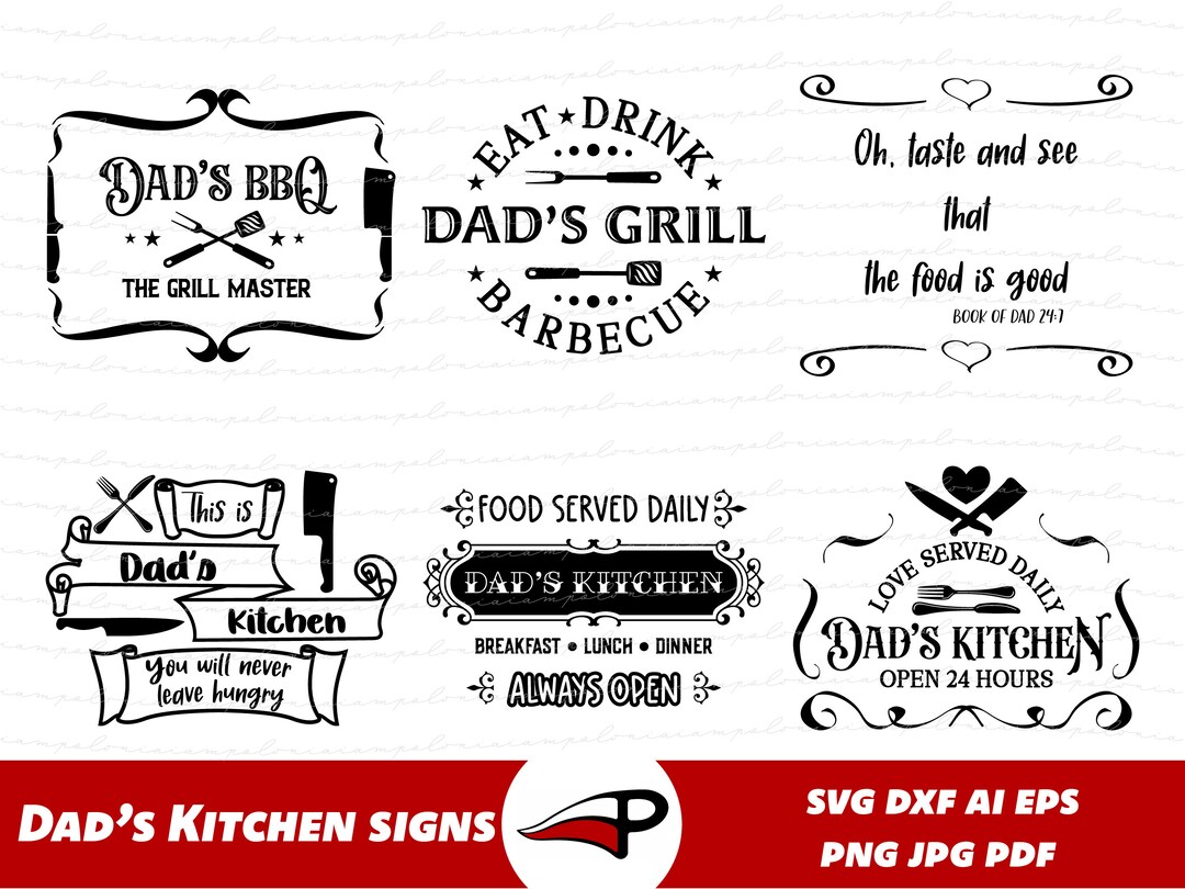 Dad's Kitchen Sign SVG, Funny Kitchen Decor, Gift for Dad SVG, Barbecue ...