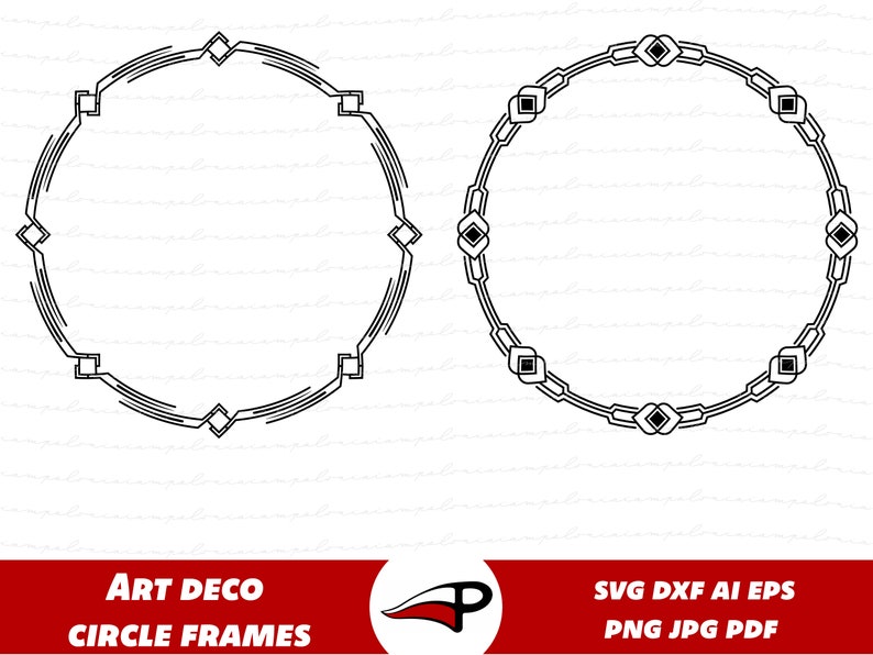 Art Deco Circle Frames SVG Vintage Retro Round Border PNG - Etsy