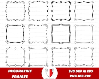 Hand Drawn Digital Borders Frames Dividers Wedding Clipart | Etsy