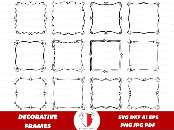 Hand Drawn Square Frames Digital Borders Dividers Wedding - Etsy