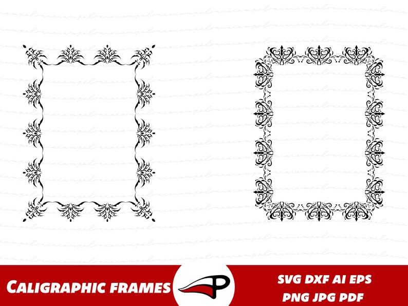 Calligraphic Rectangular Frames SVG Ornate Rectangle Wedding - Etsy