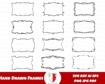 Hand Drawn Digital Borders Frames Dividers Wedding Clipart | Etsy